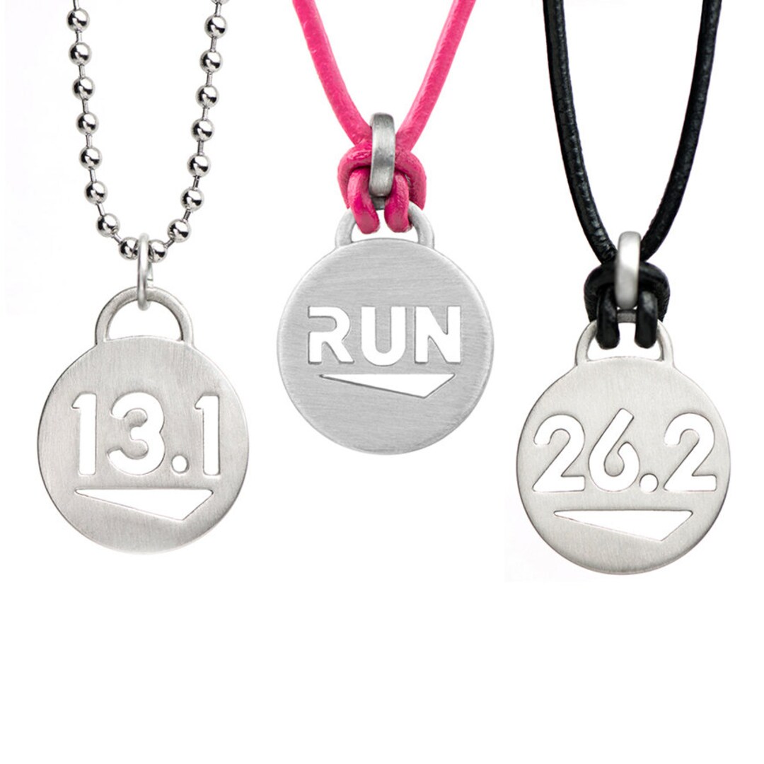 Running Necklace - RUN, 13.1 or 26.2, Black or Pink ATHLETE INSPIRED ...