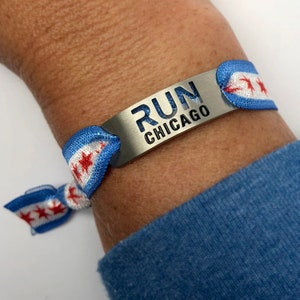 RUN CHICAGO Tie Stretchy Chicago Flag Running Bracelet, Chicago ...