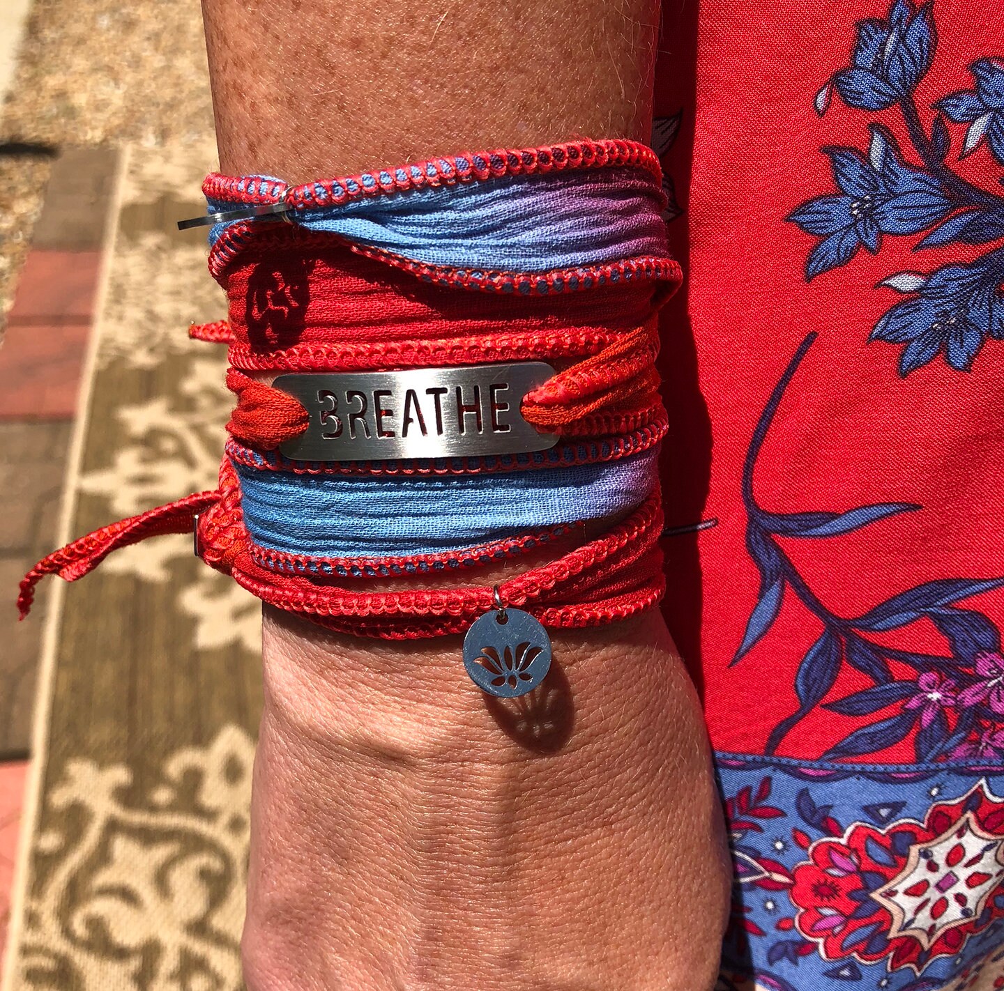 BREATHE - Inspirational Bracelet - Blended Button Wrap Bracelet, Hand ...