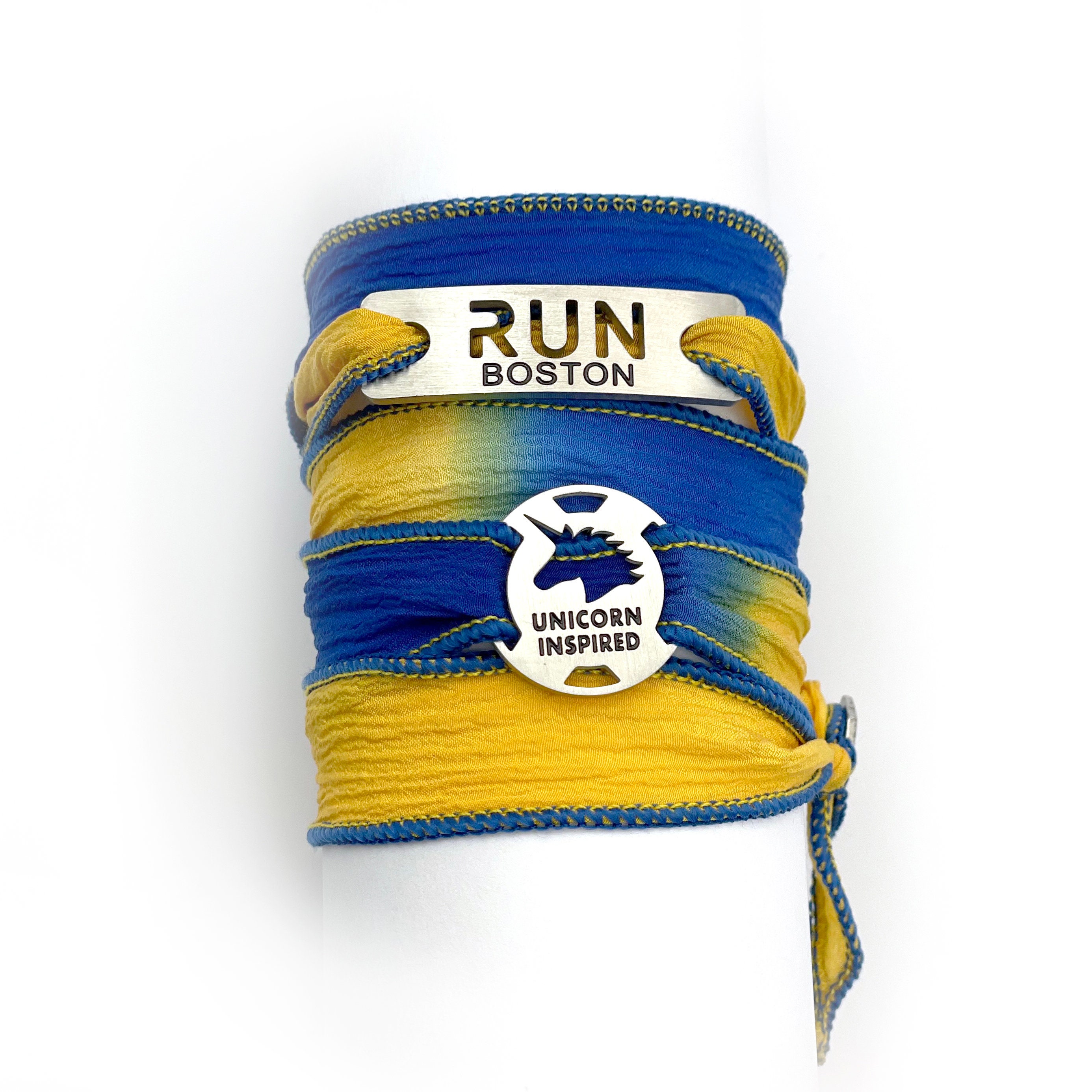 RUN Boston & Unicorn Inspired Blended Button Silk Wrap Bracelet ...