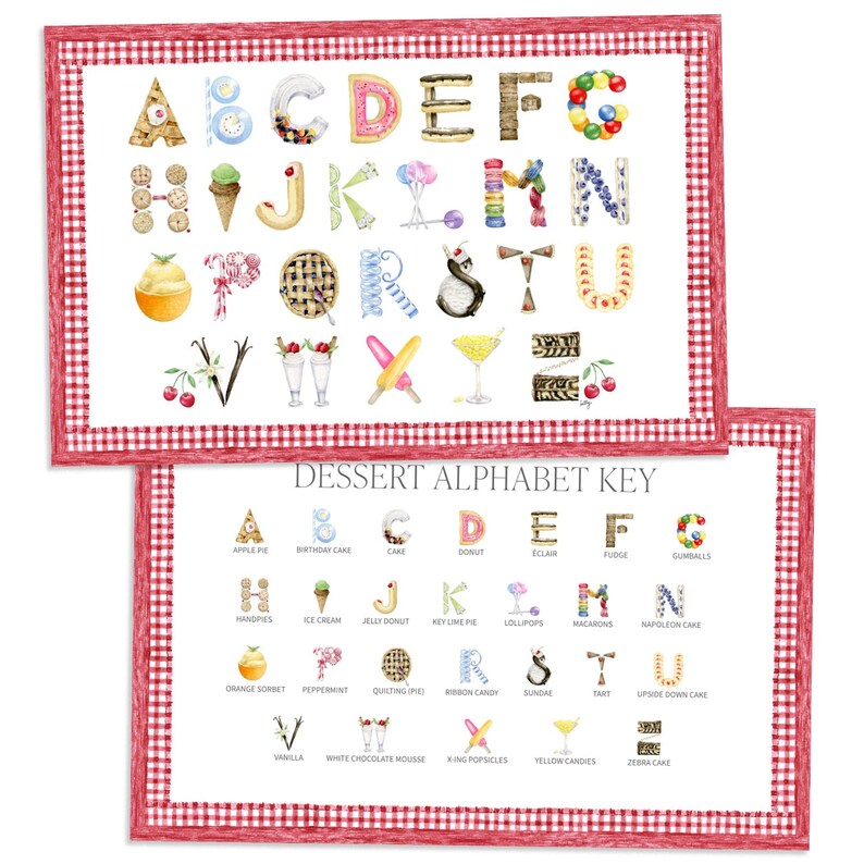Dessert Alphabet Placemat for Kids | Laminated - Set of 2 | Children's ...