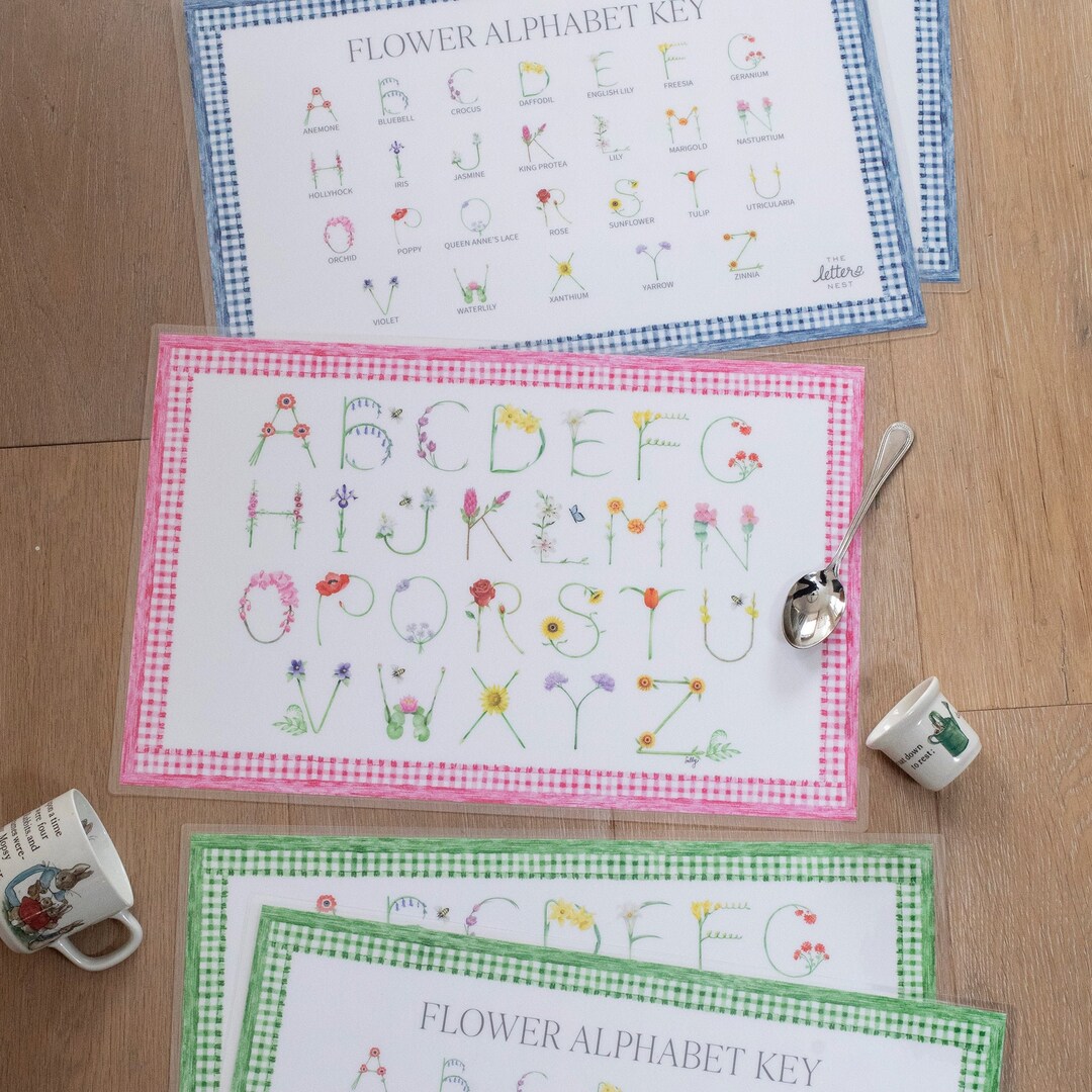 Flower Alphabet Placemat for Kids | Laminated - Set of 2 | Children's ...