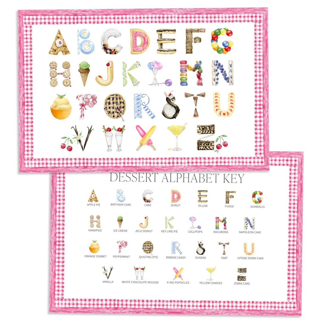 Dessert Alphabet Placemat for Kids | Laminated - Set of 2 | Children's ...