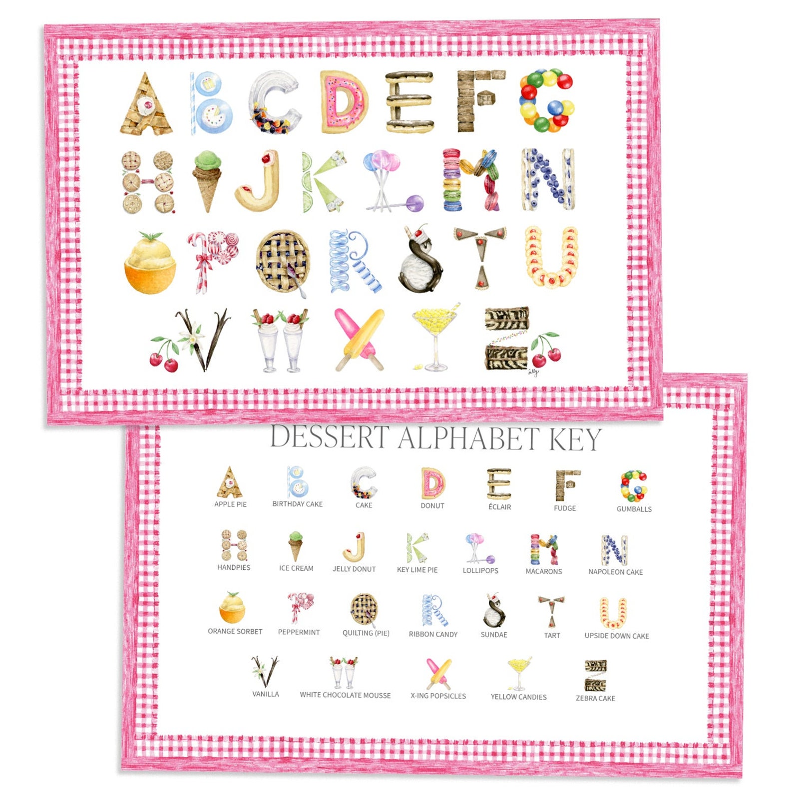Dessert Alphabet Placemat for Kids | Laminated - Set of 2 | Children's ...