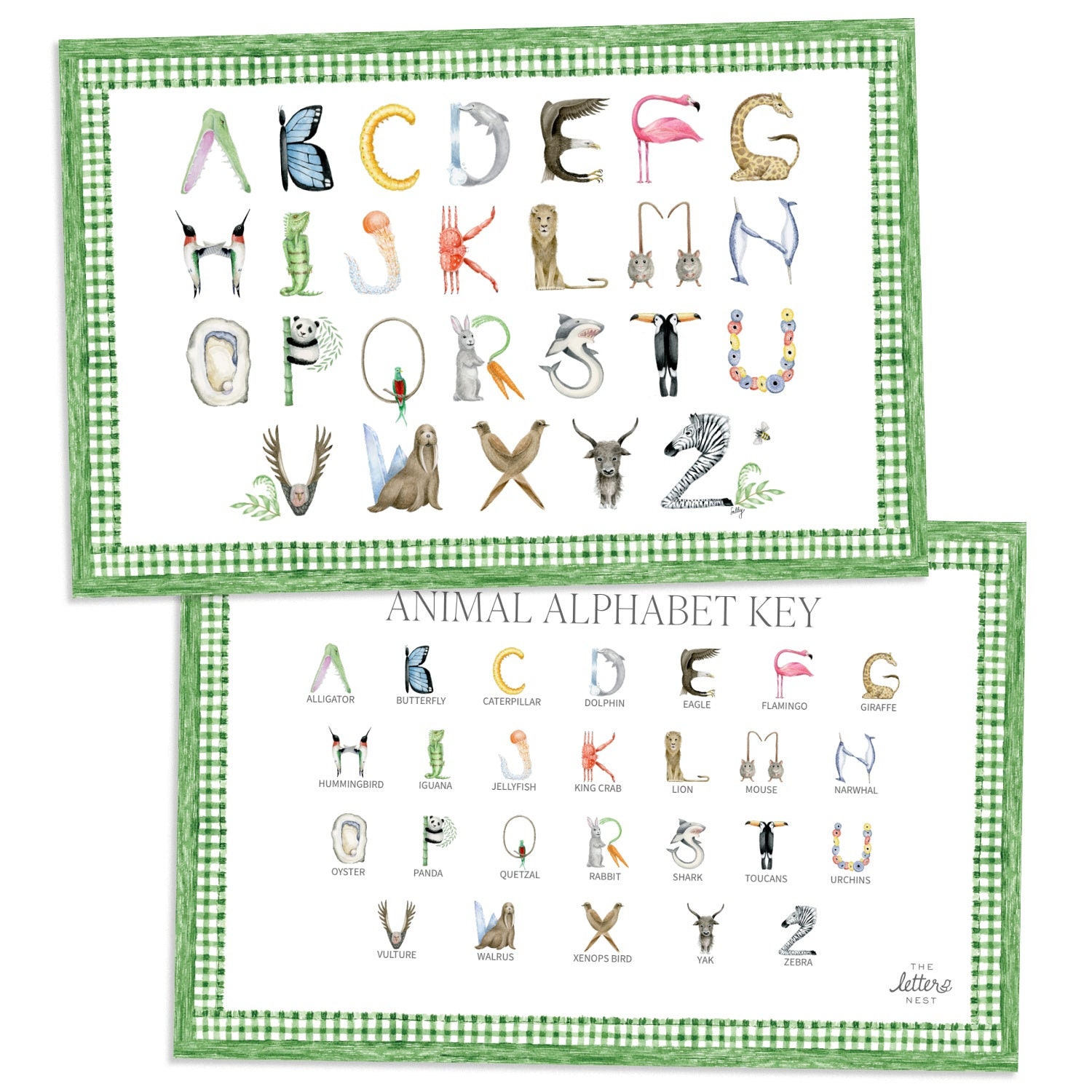 Animal Alphabet Placemat for Kids | Laminated - Set of 2 | Children's ...