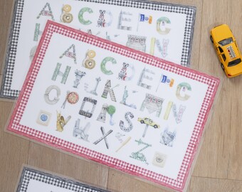 Animal Alphabet Placemat for Kids | Laminated - Set of 2 | Children's ...