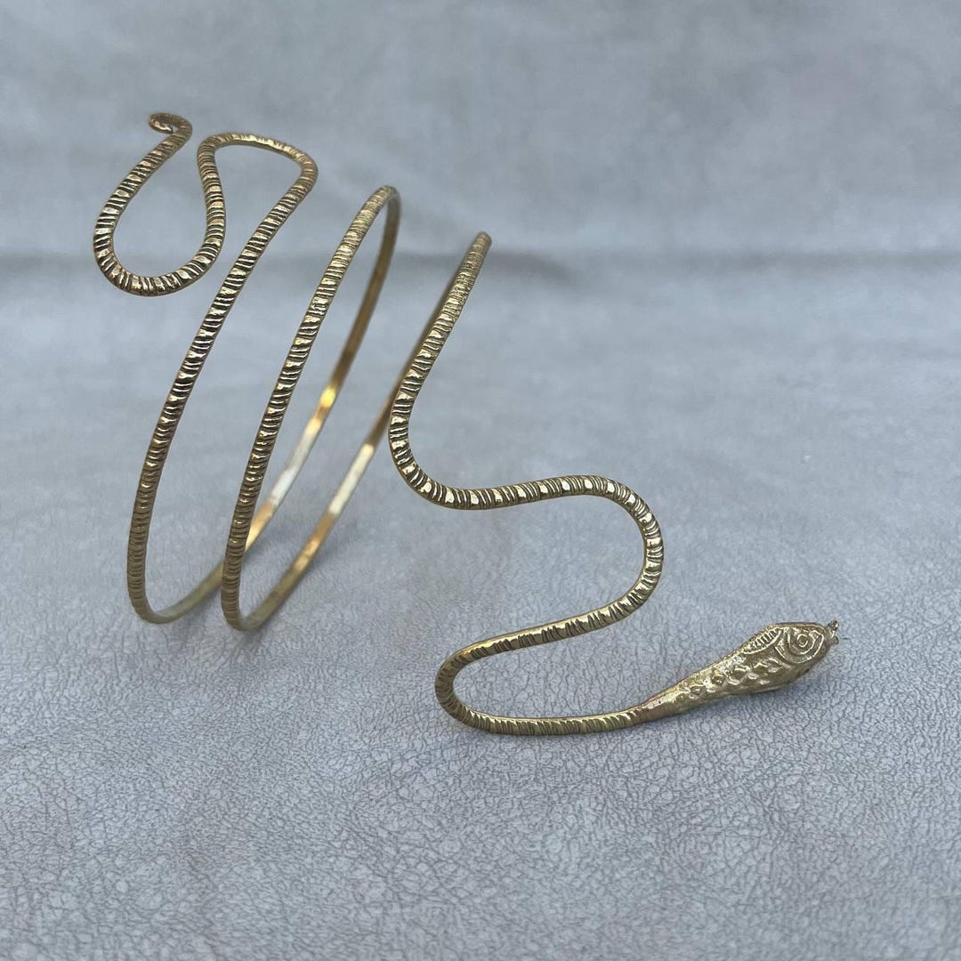 Gold Snake Arm Cuff Bracelet, Brass Serpent Armlet - Etsy