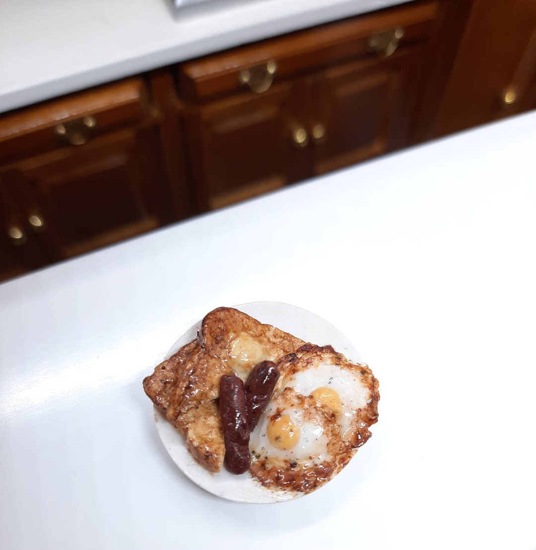 Dollhouse Miniature Polymer Clay Breakfast, Sunny Side up Eggs ...