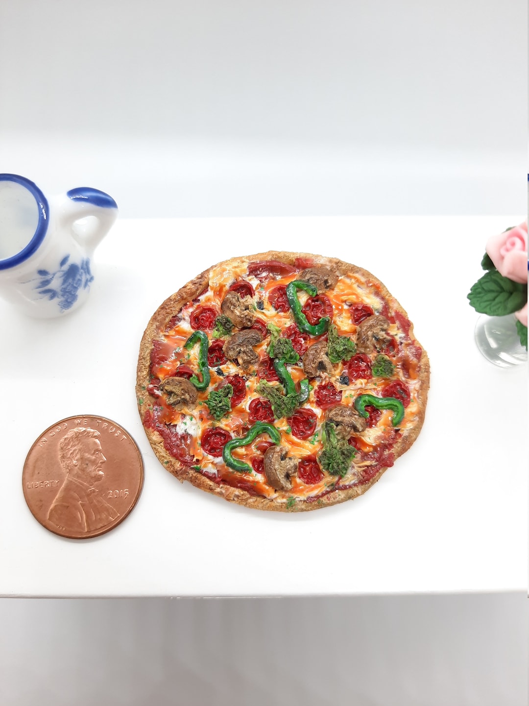 Dollhouse Polymer Clay Miniature Whole Veggie Pizza 1" 3/4 - Etsy