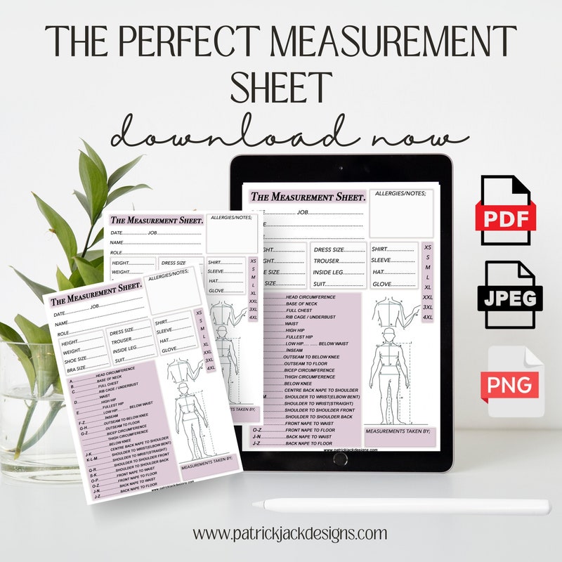 Sewing Measurement Chart - Etsy