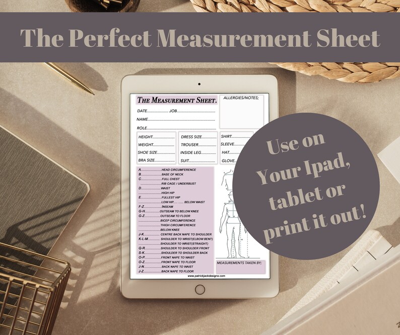 Sewing Measurement Sheet - Stylist & Costume Designer Size Chart ...