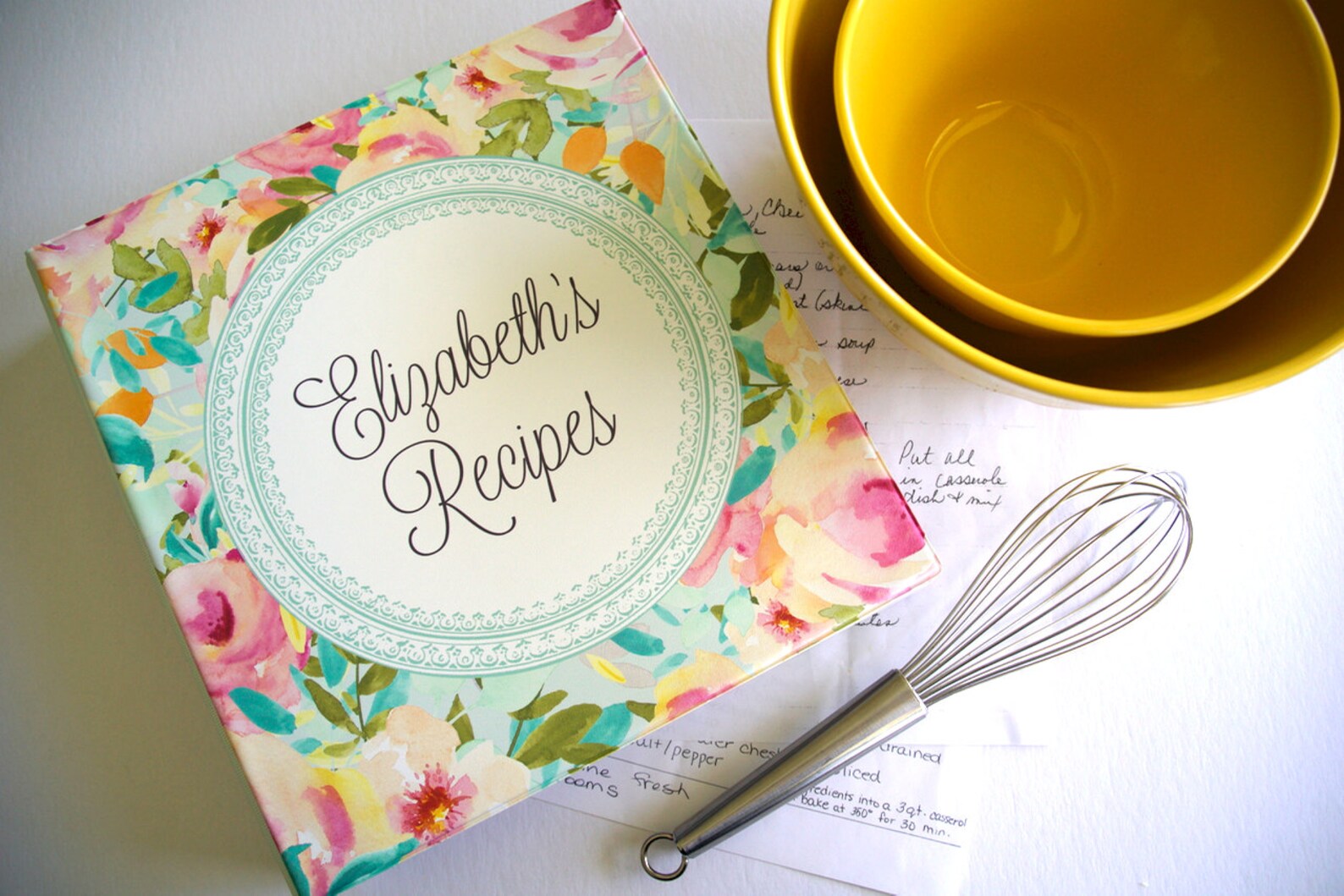 Custom Personalized Peach & Cream Floral Recipe Binder | Etsy