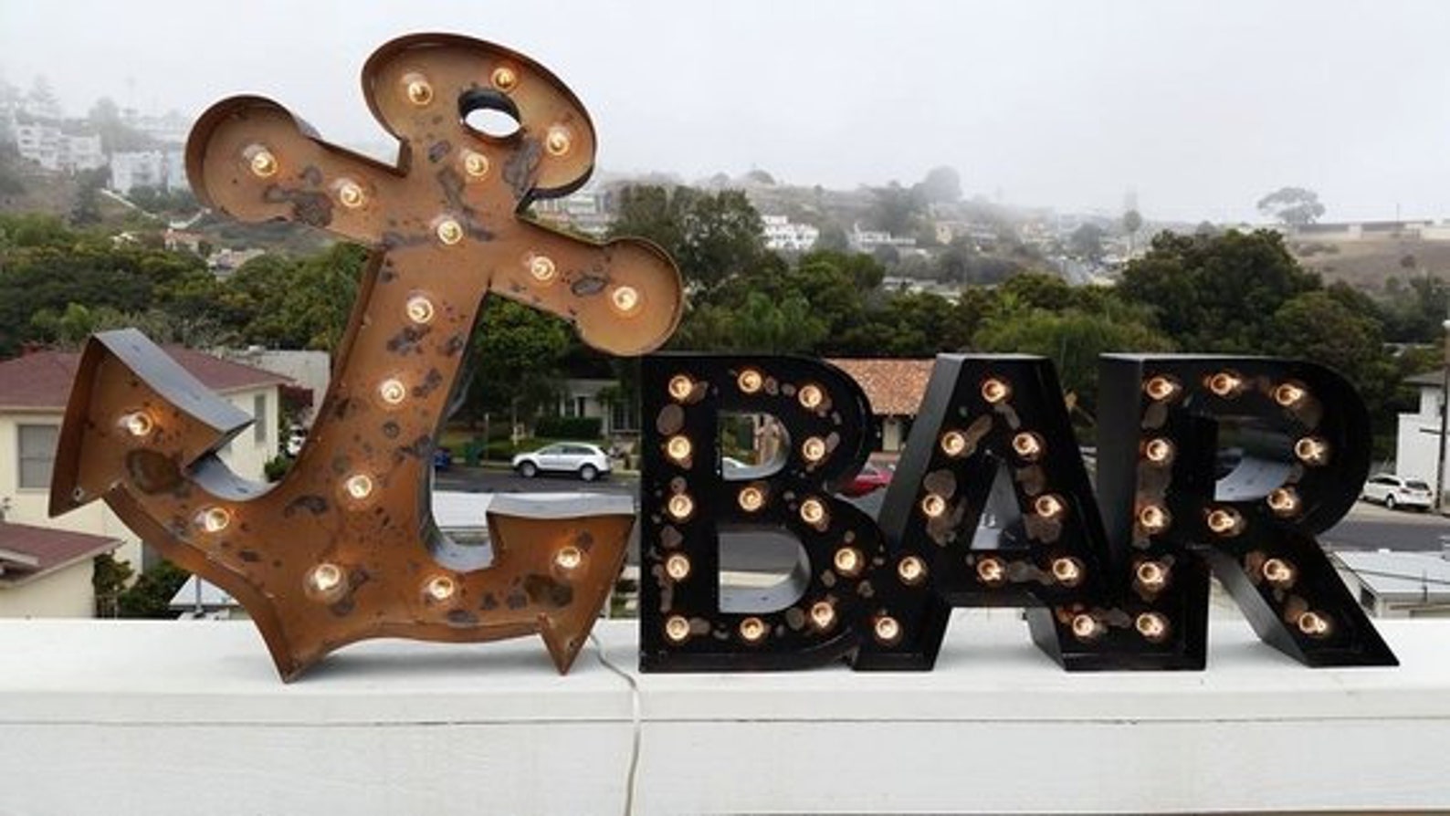 Large Metal Lighted Anchor Marquee Sign - Etsy