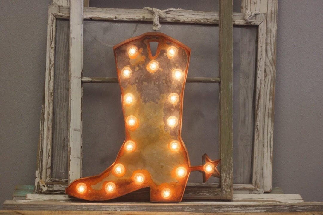 Cowboy Boot Marquee Light: Industrial Western Decor - Etsy