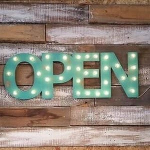 Lighted Open Sign / Open Sign Marquee / Wood Lighted Open Sign / Custom ...
