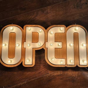 Retro Modern Lighted Open Sign / Open Sign Marquee / Wood Lighted ...