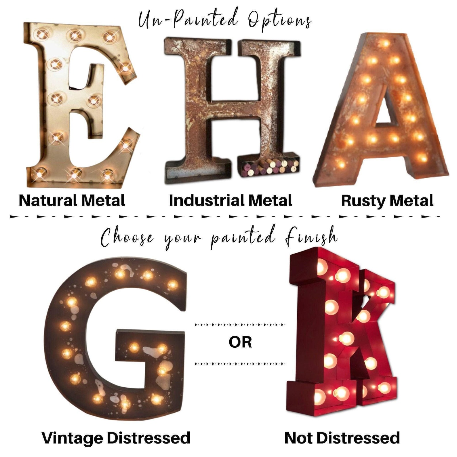 Custom 18" Metal Marquee Sign, 4 Letter Word - Etsy