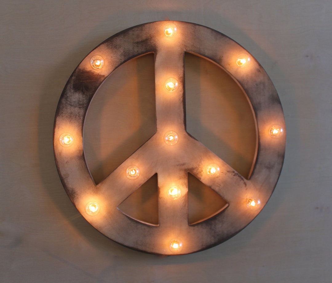 Peace Sign Vintage Marquee Lighted Wood Sign - Etsy