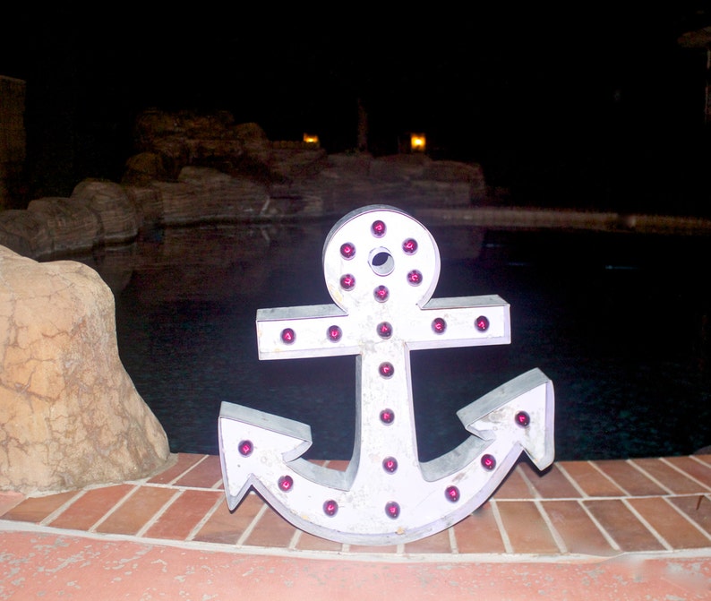 Large Metal Lighted Anchor Marquee Sign | Etsy