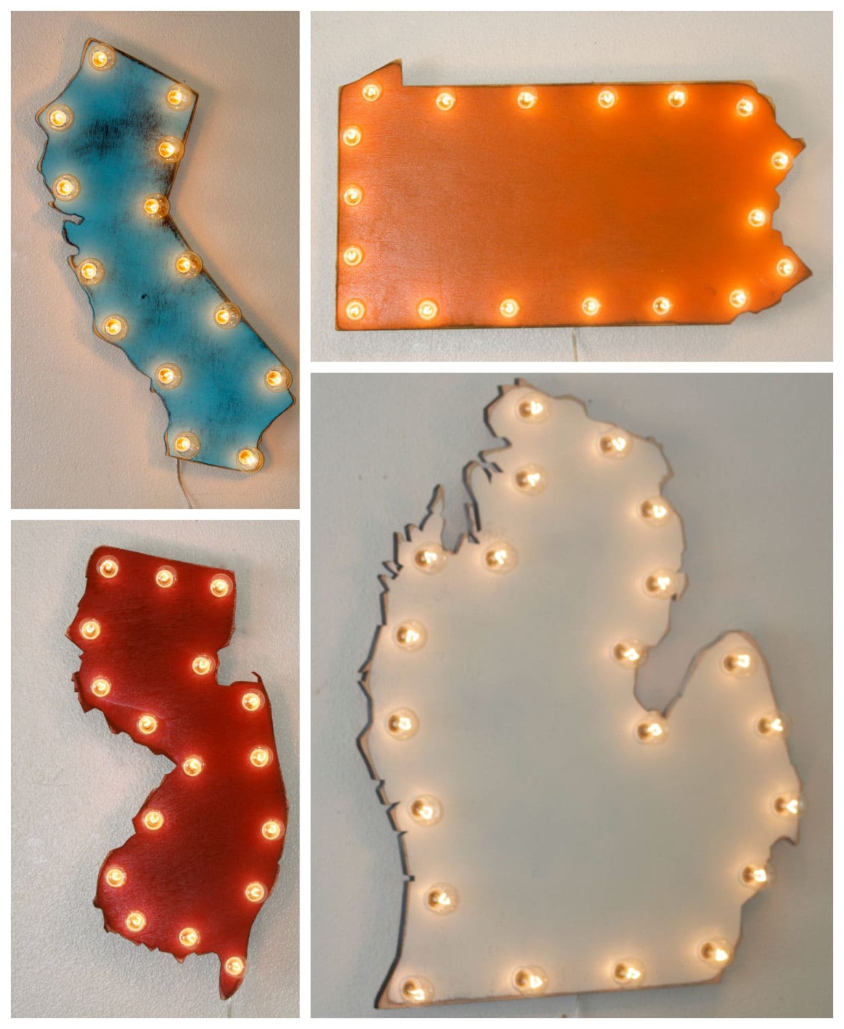 Marquee State Sign 24 Vintage Wood Art Marquee California, Texas ...