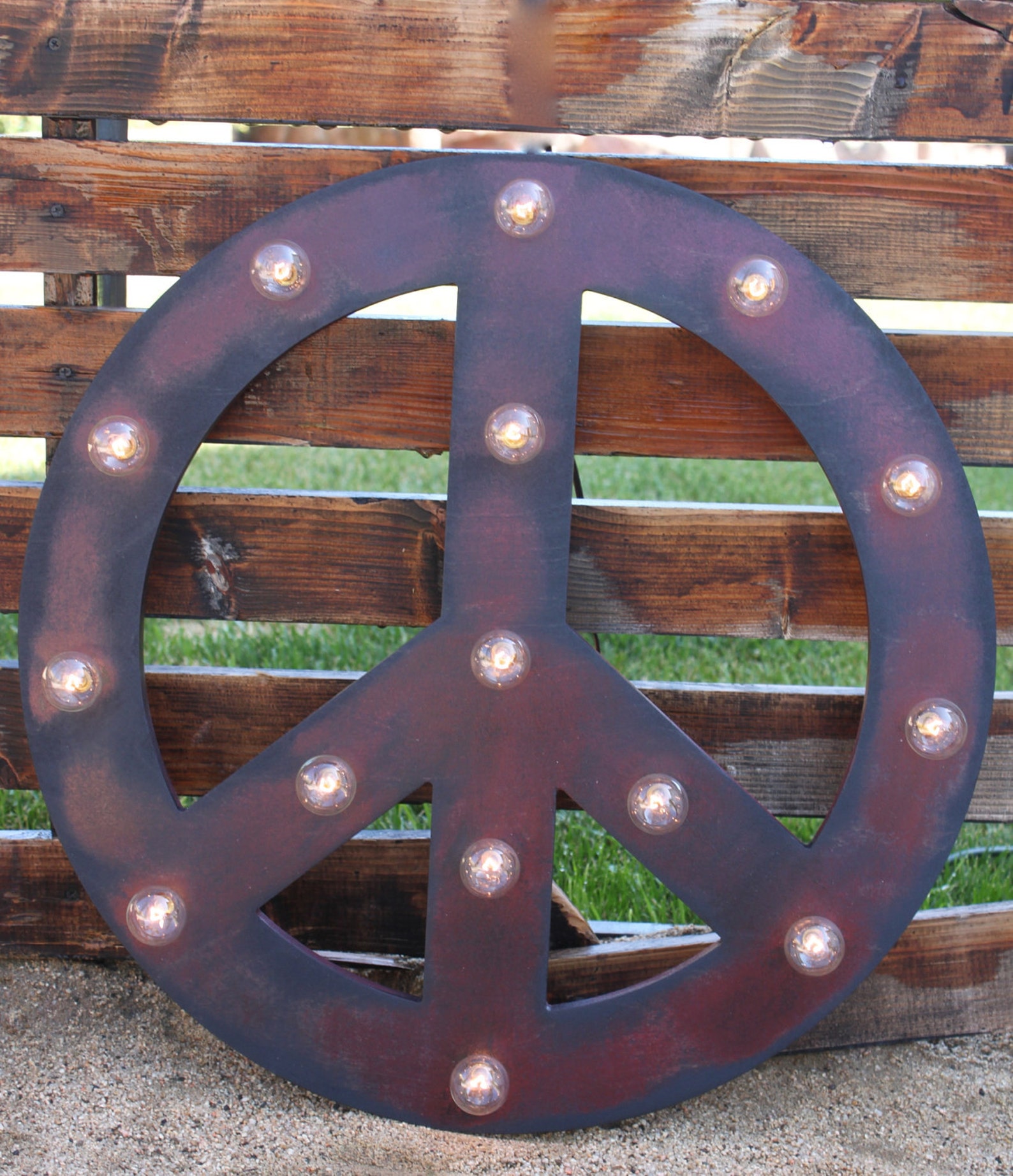 Peace Sign Vintage Marquee Lighted Wood Sign - Etsy
