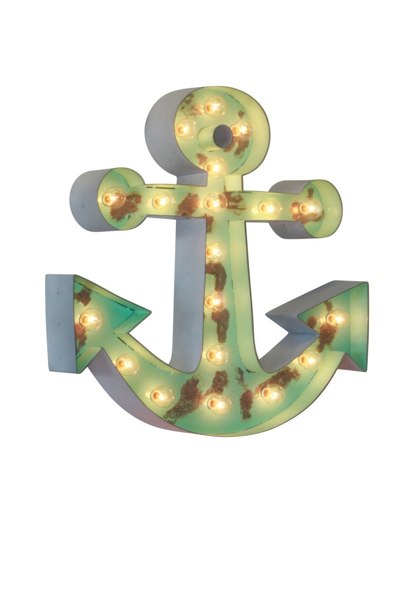 Large Metal Lighted Anchor Marquee Sign - Etsy