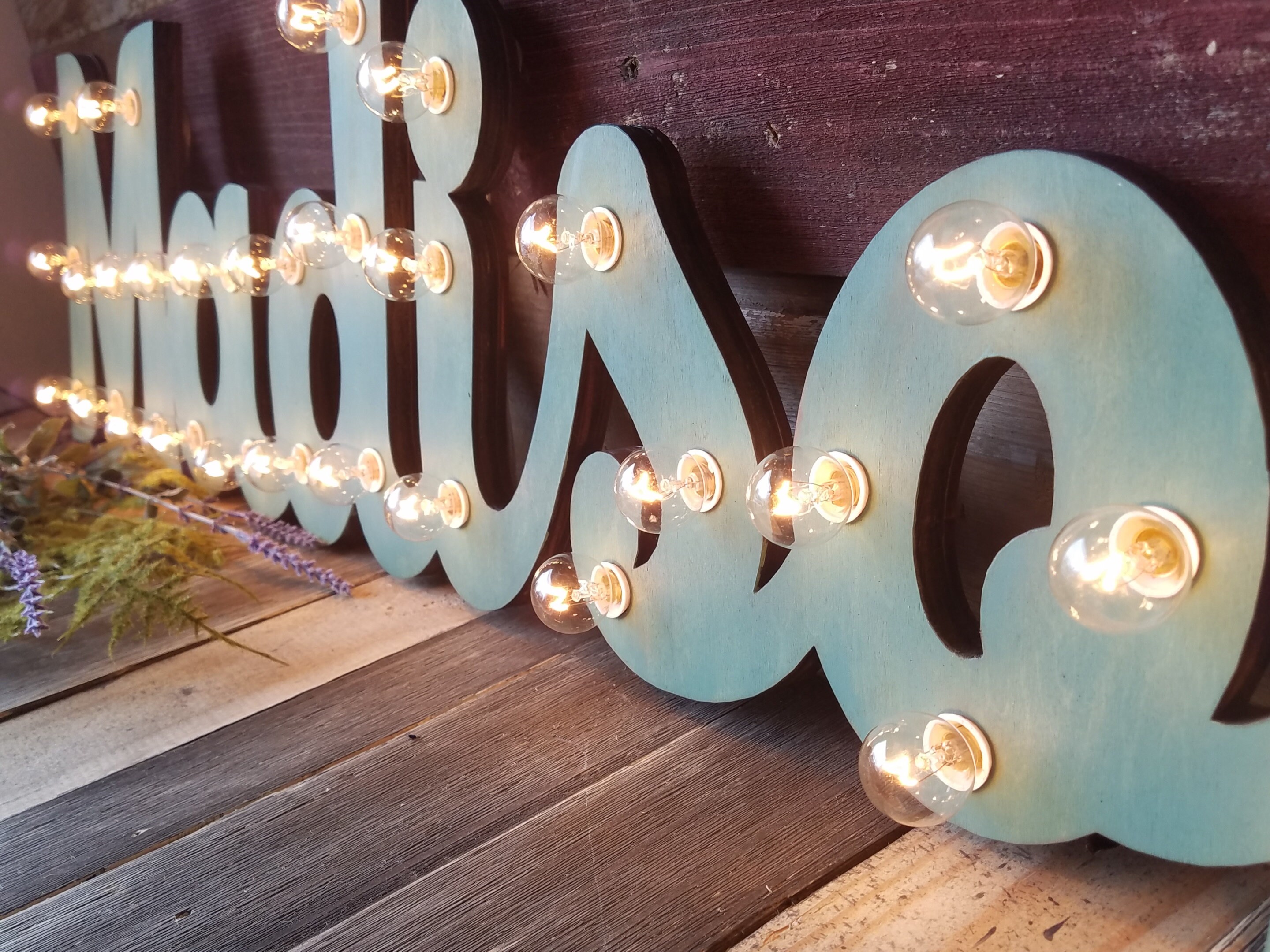 Marquee Sign Name Custom Personalized Lighted Sign Marquee Letters Wood ...