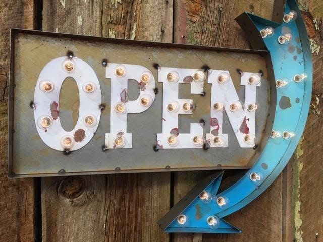 Marquee Sign Open Sign Large Metal Custom Lighted OPEN Sign with Arrow ...