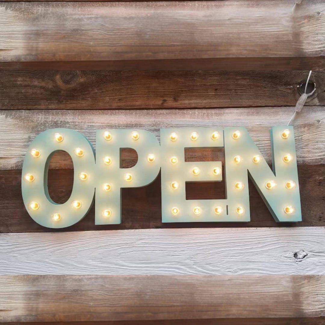 In Stock Open Sign Lighted Marquee Large Custom Vintage Inspired Wood ...