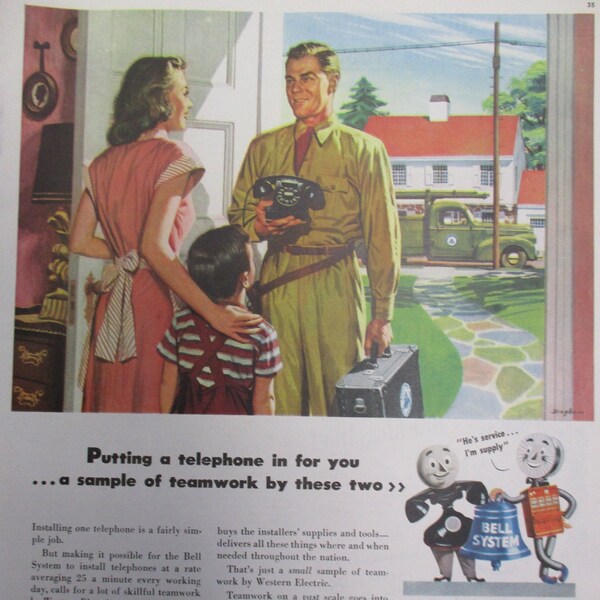 Vintage Telephone Ad - Etsy