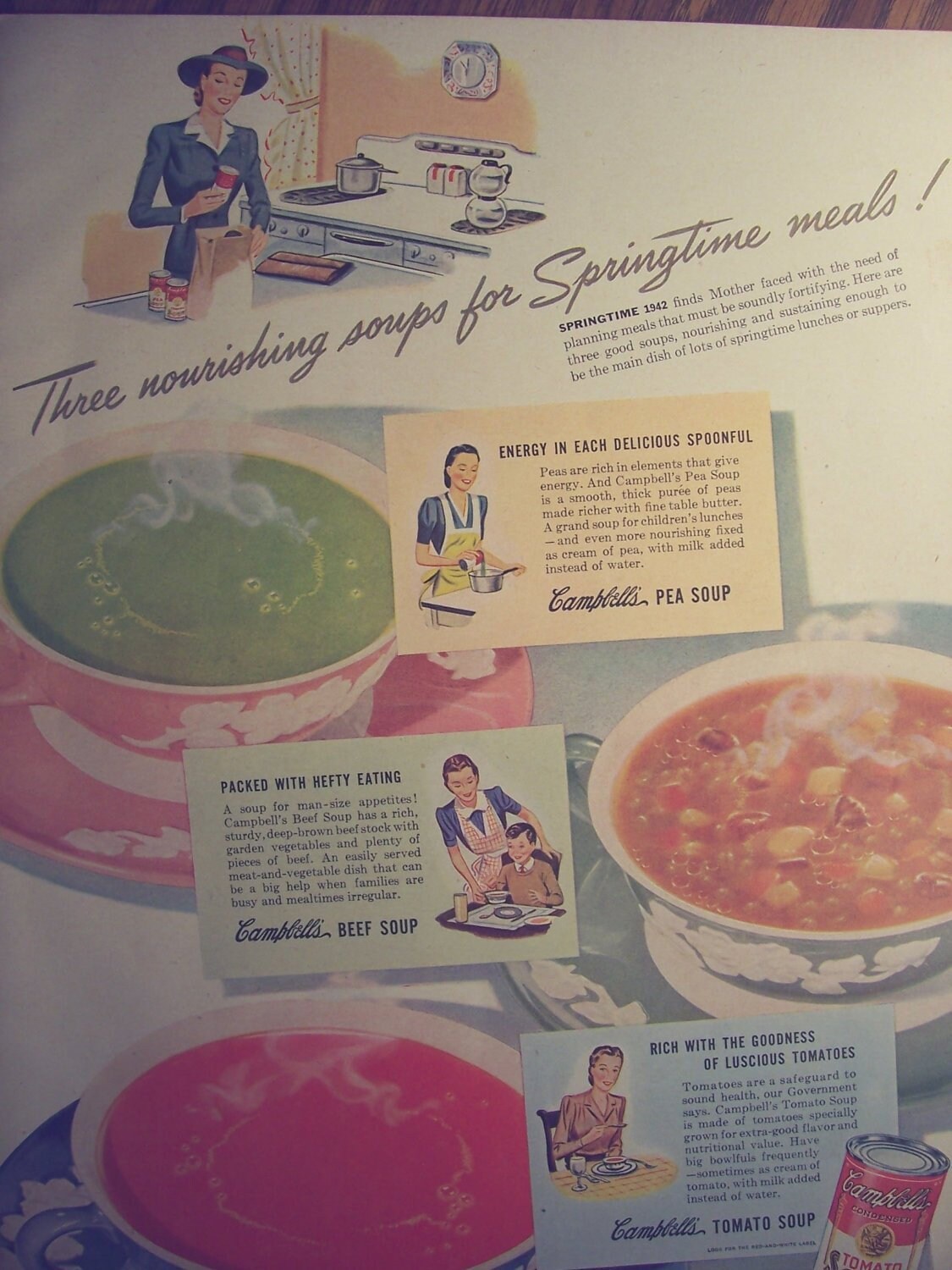 1942 Campbells Soup Ad Vintage Food Advertisement Soup Etsy