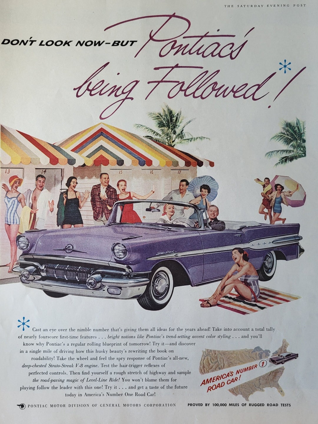 1957 Pontiac Star Chief Purple Original Vintage Ad - Etsy