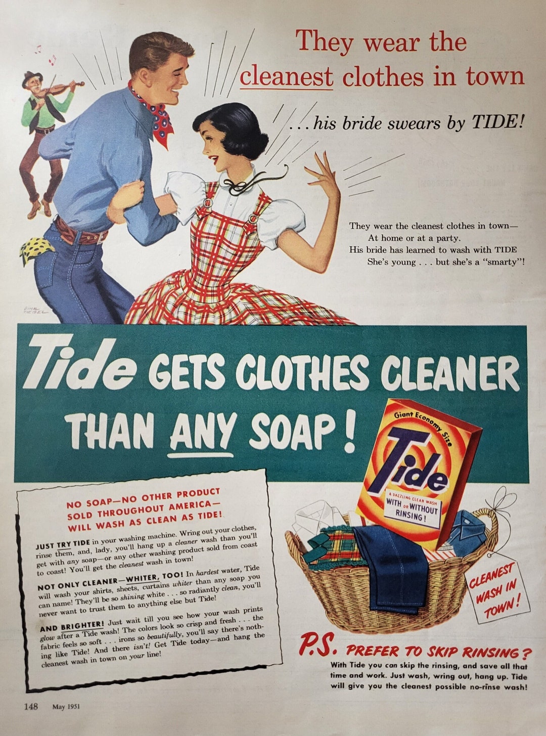 TIDE Laundry Detergent Ad Vintage Housewife Original Magazine ...