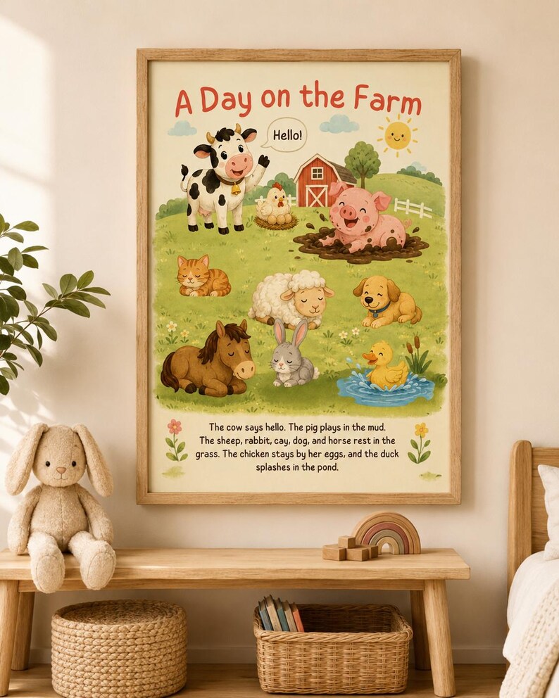 Farm Animals Poster Set | Watercolor Learning Prints (digital Download ...