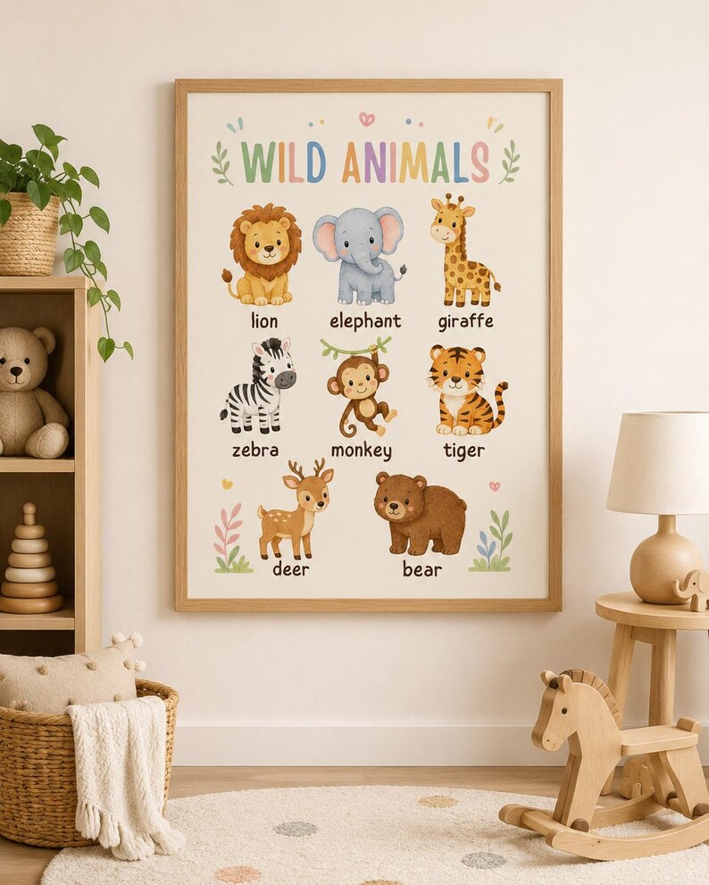 Wild Animals Poster Set for Kids | Safari Nursery Printable Decor ...