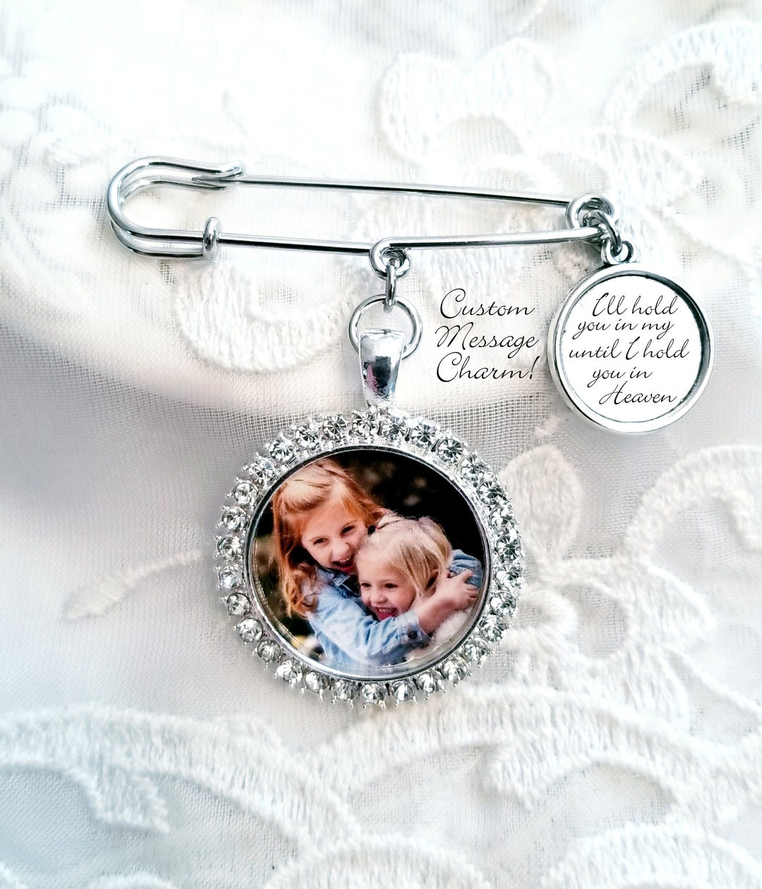 Bridal Bouquet Memory Charm Wedding Gift Rhinestone Groom Lapel Charm ...