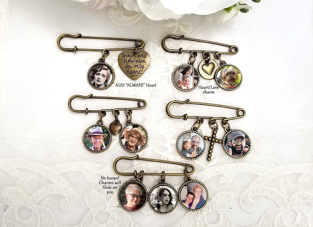 Groom Memorial Photo Lapel Pin Bronze Custom Memorial Photo Boutonniere ...