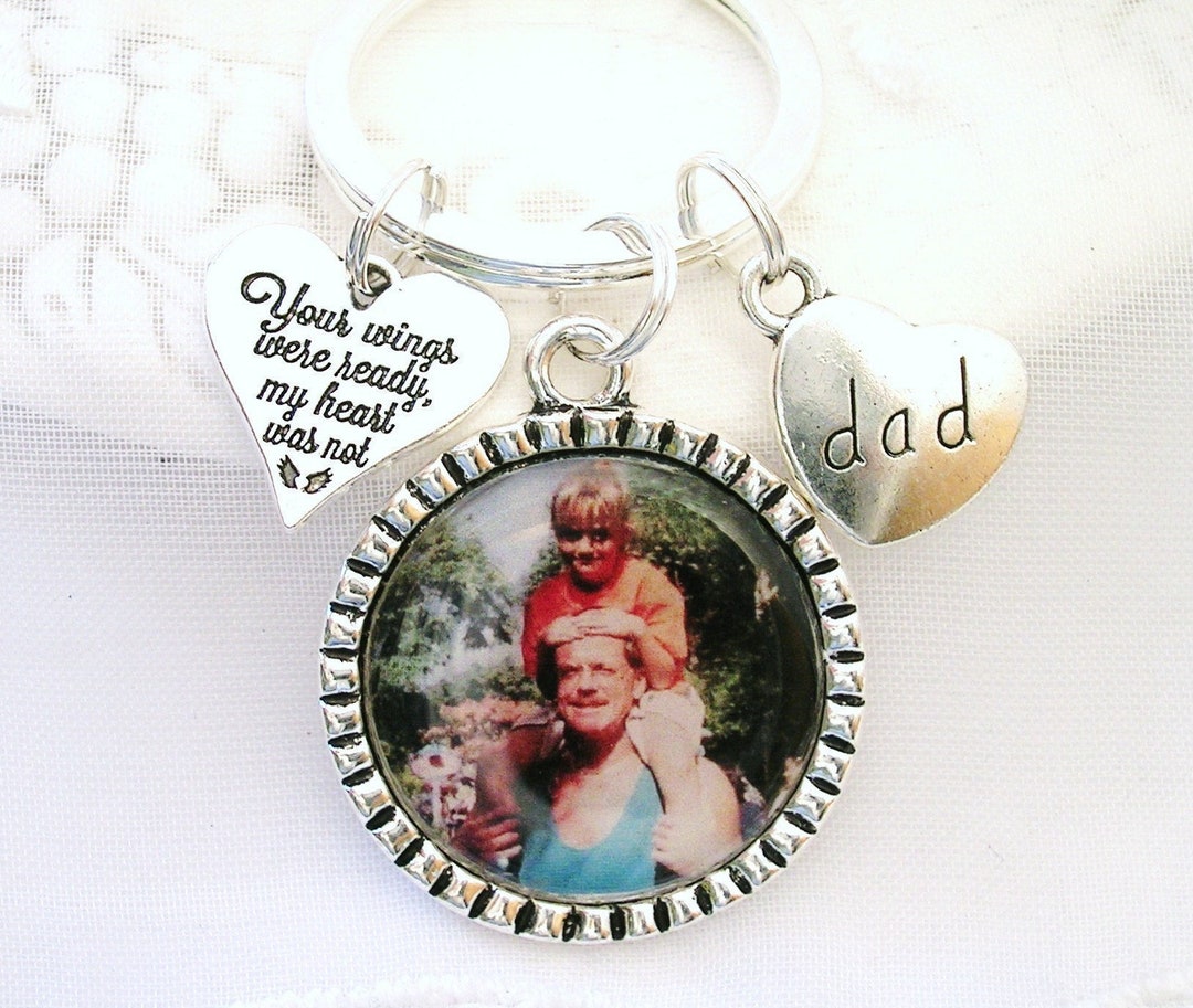 Memorial Key Chain Photo Charm Sympathy Gift for Dad Husband Gift Loss ...