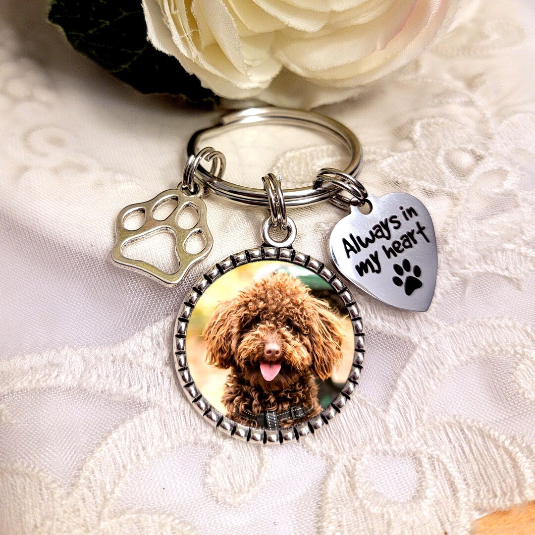 Dog Memorial Photo Key Chain Pet Photo Gift Dog Memory Charm Loss of ...