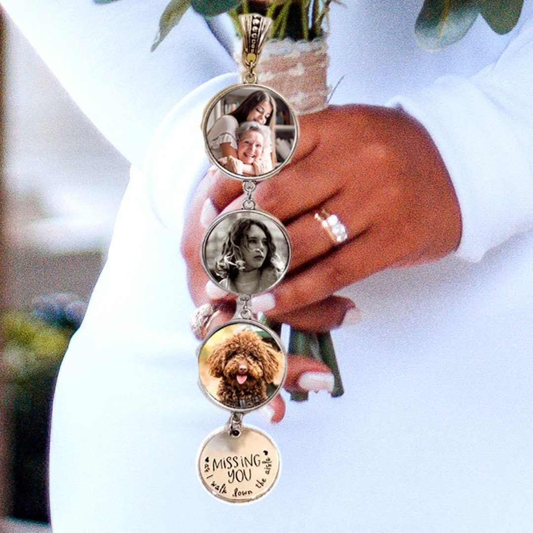 Bride Bouquet Multi Photo Charm Wedding Memorial Charms Bridesmaid ...