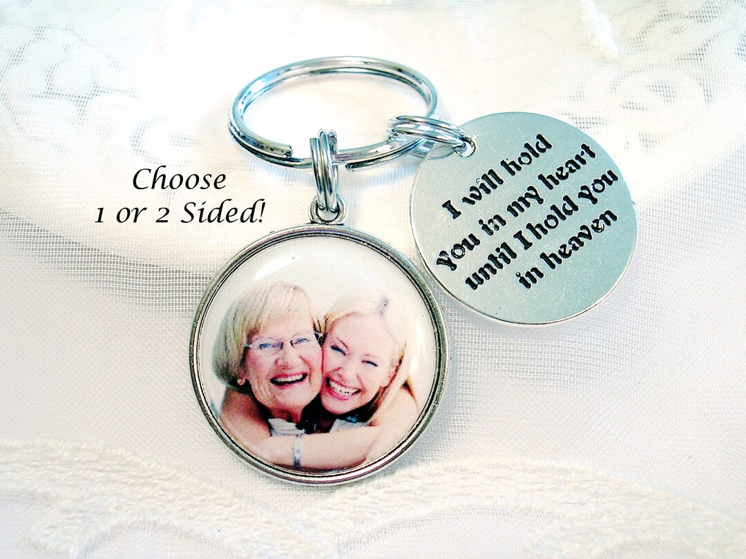Photo Key Chain Picture Memorial Charm Loss of Mother or Father Loved ...