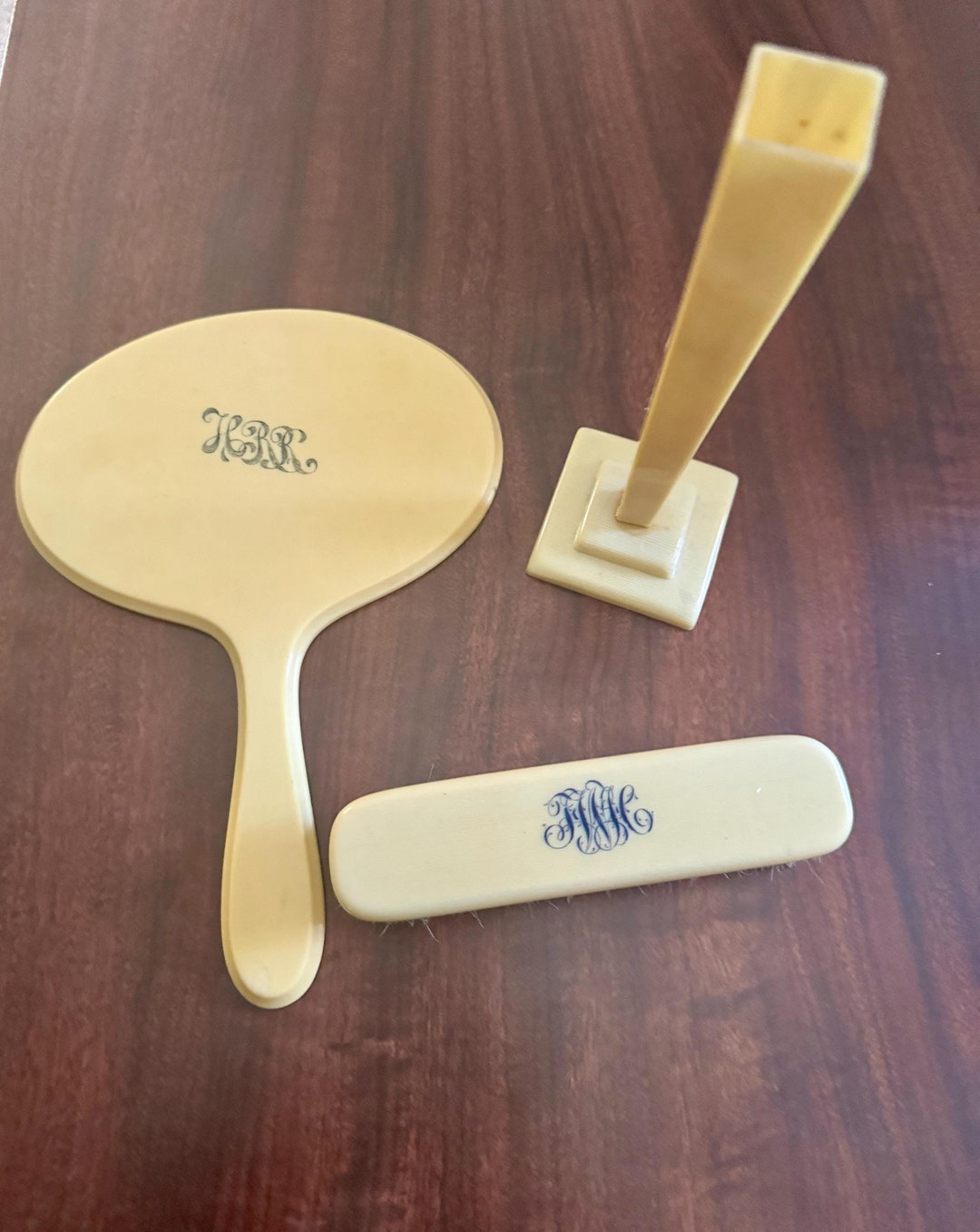 Vintage Set of 3 Celluloid French Ivory Dresser Items (hand Mirror ...