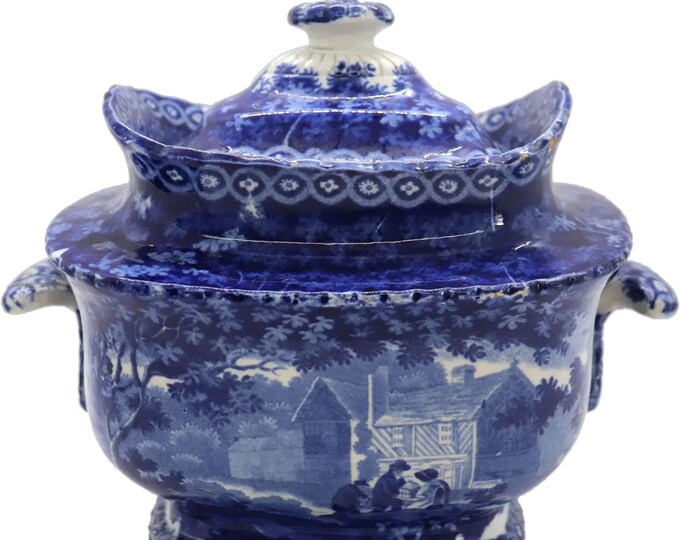 1825 Antique English Adams Pottery Blue and White Historical - Etsy