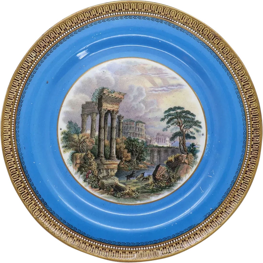 1880 Vintage English Prattware Transferware Pottery Roman Landscape ...