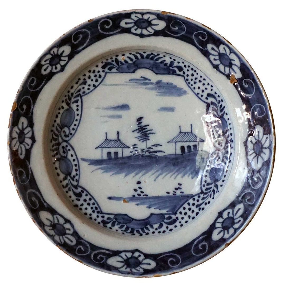 Antique Large Dutch Delft Chinese Export Style Blue and White Pottery ...