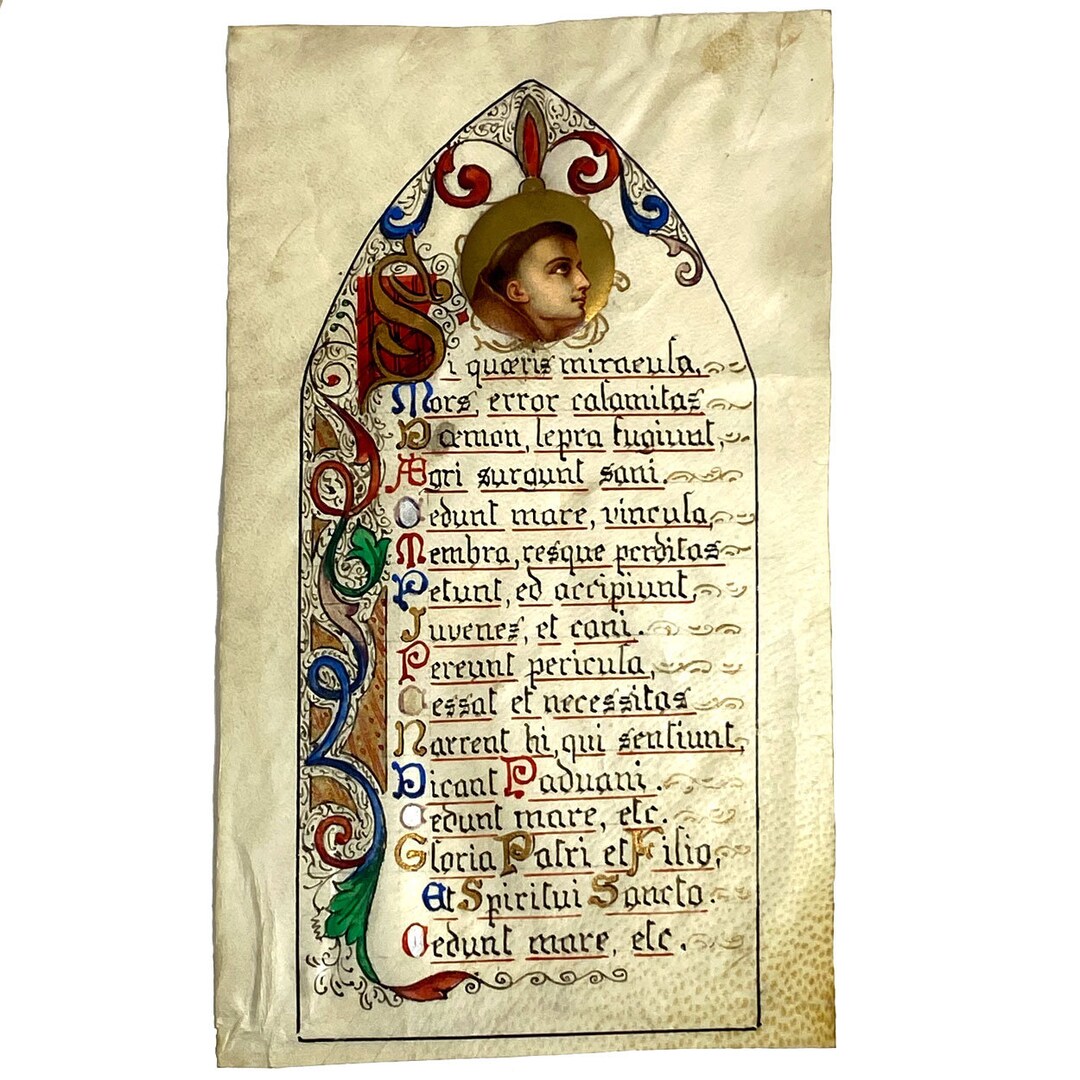Antique Italian Medieval Style Handpainted Vellum Illuminated - Etsy