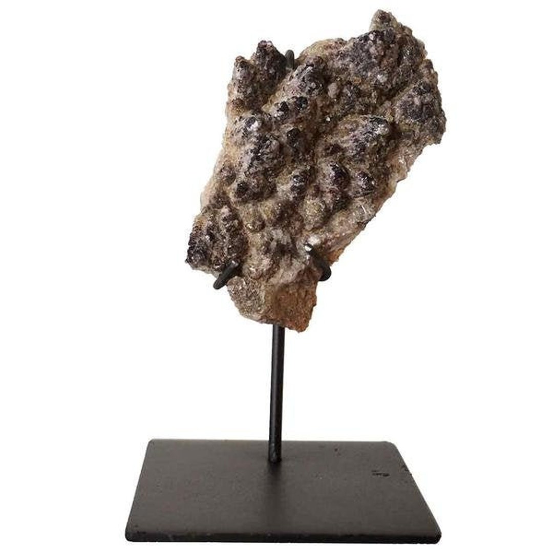 Small Crystal Rock Specimen With Custom Iron Stand. Geode / Mineral Now ...