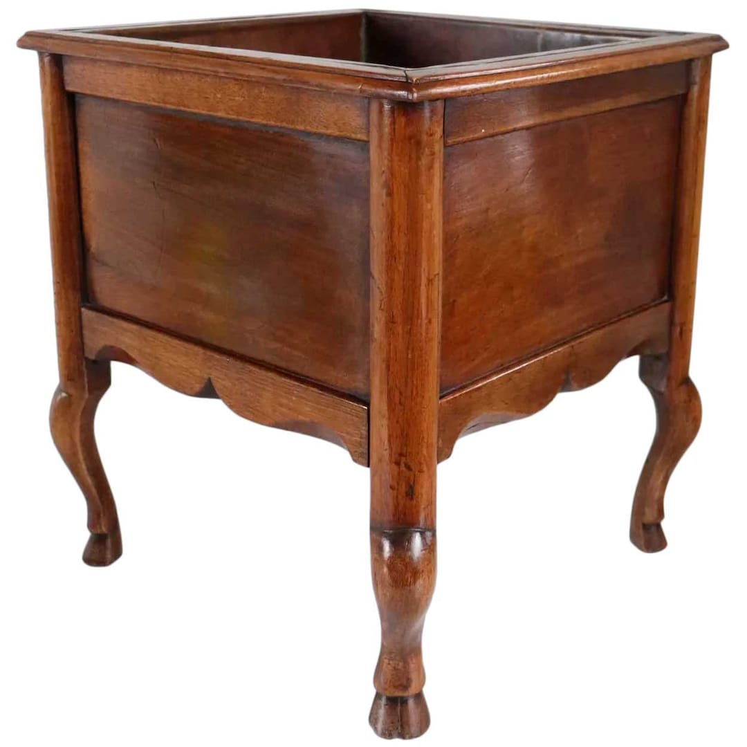 1800's Antique French Provincial Walnut Copper Lined Square Planter ...