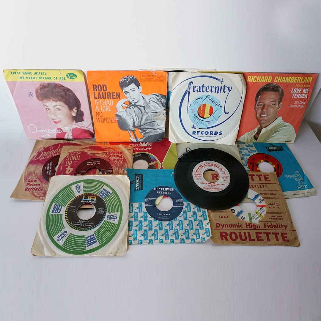 1950-60s Collection of 16 Vintage Vinyl Music Records 45 RPM Osmonds ...