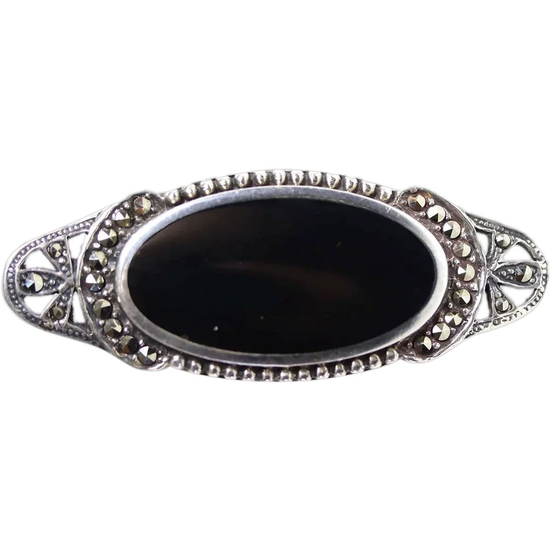 1980s Vintage American Boma Art Deco Style Sterling Silver, Marcasite ...